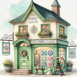 Quilt Shop Clip Art Set 10 High Res Watercolor Jpgs for Junk Journaling ...