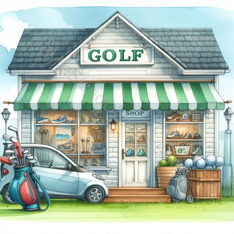 Golf Shop Watercolor Clipart Set: High-res Jpgs (digital Download) - Etsy