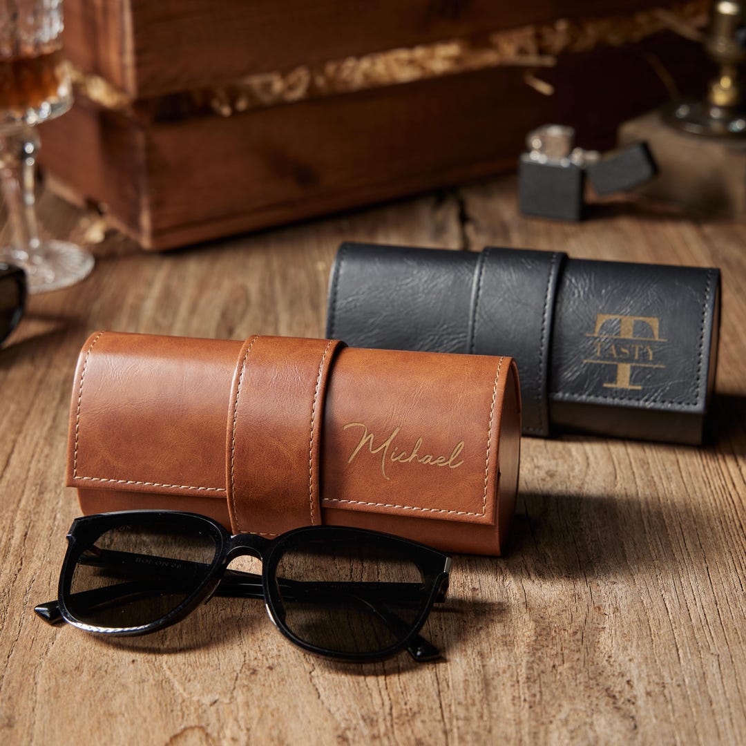 Personalized PU Leather Sunglasses Box, Custom Glasses Case, Christmas ...