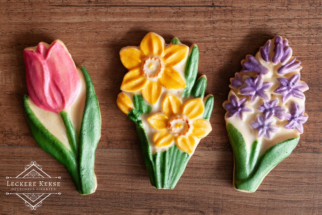 Glazed Vanilla Shortbread Flower Cookies - Etsy