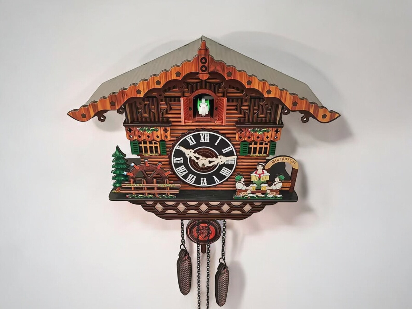 Handcrafted German Style Cuckoo Clock/ Moving Figurines and Pinecone ...