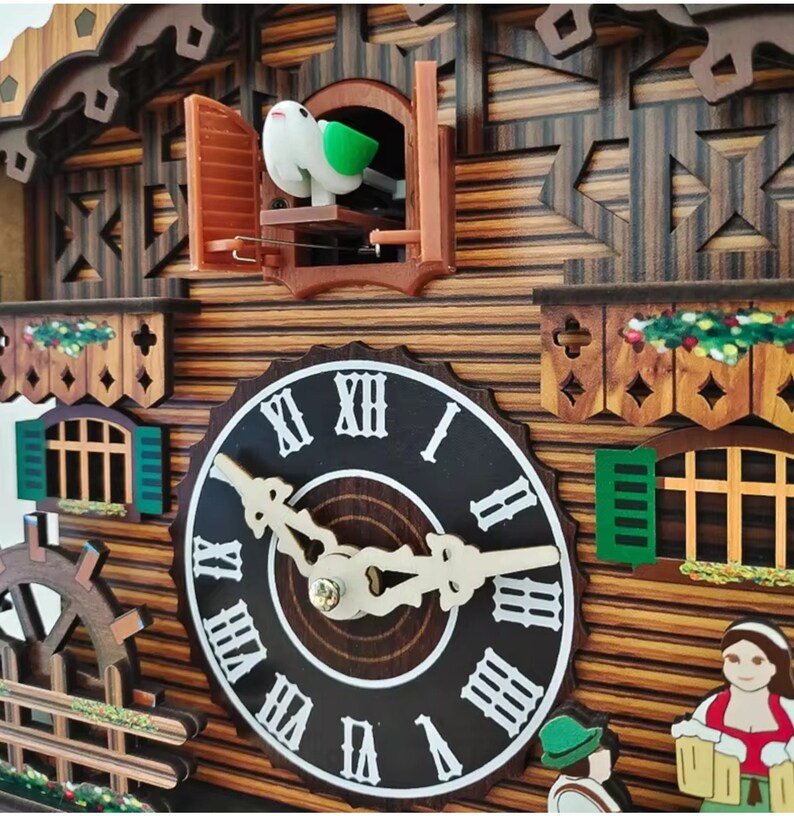 Handcrafted German Style Cuckoo Clock/ Moving Figurines and Pinecone ...