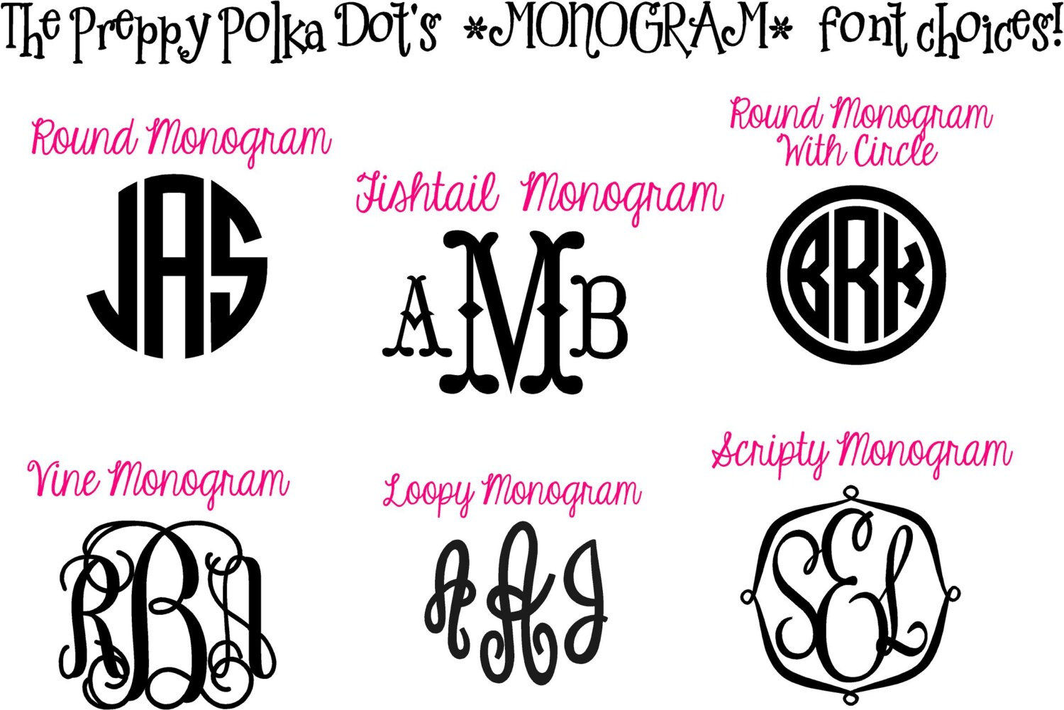 5 Preppy Monogram Vinyl Car Decal 45 Font Choices | Etsy