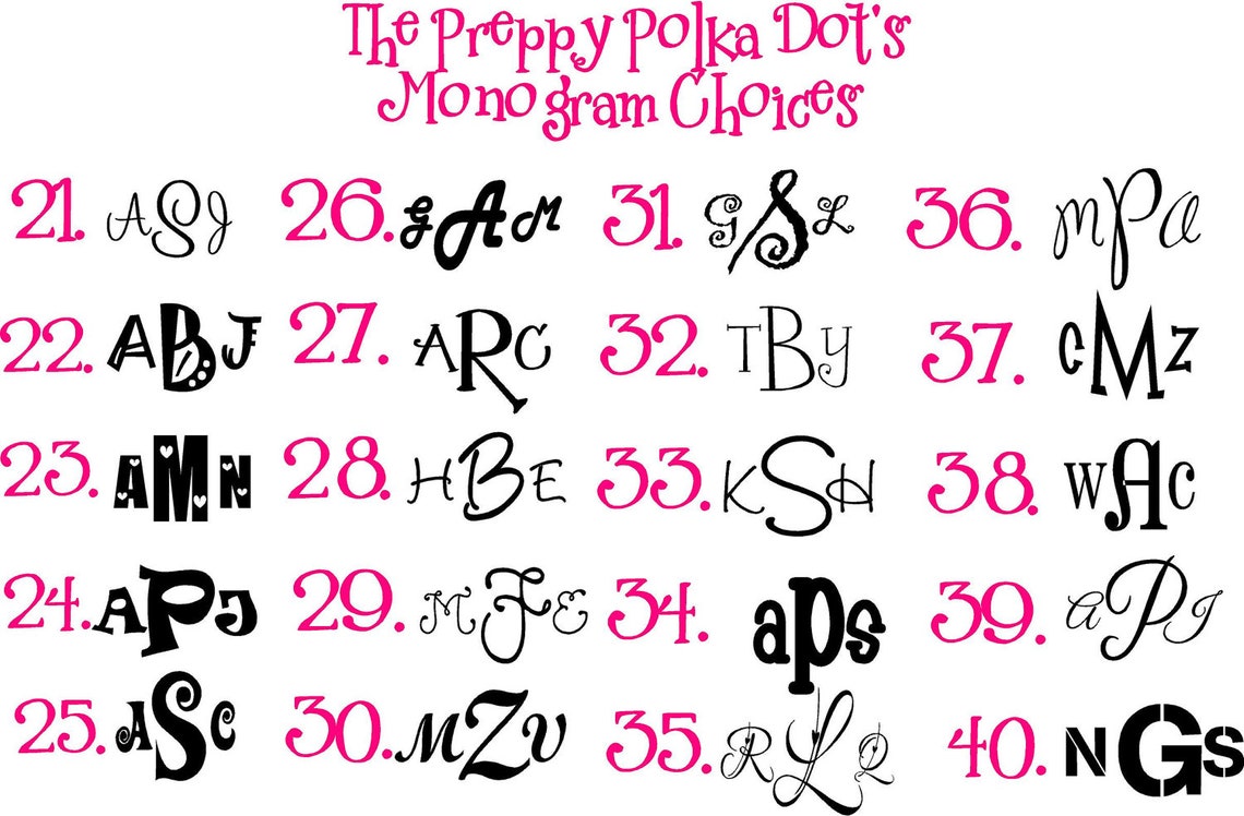 5 Preppy Monogram Vinyl Car Decal 45 Font Choices - Etsy