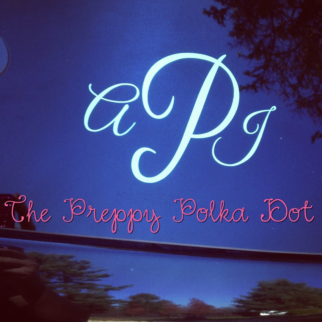 5 Preppy Monogram Vinyl Car Decal 45 Font Choices - Etsy