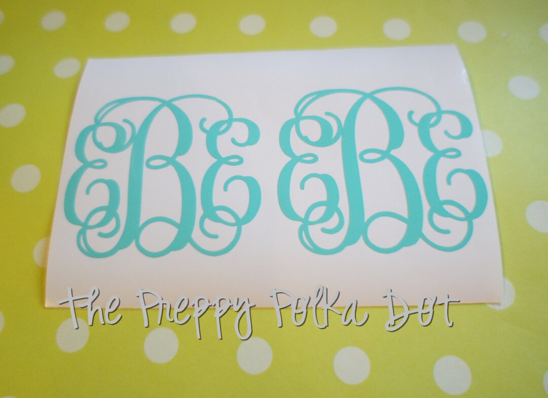 3 Single Color Personalized Monogram Decal Sticker Set of 2 - Etsy