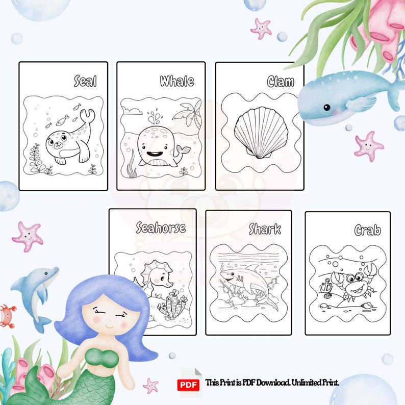 Sea Animals Coloring Book, Sea Animals Coloring Pages, Sea Animals ...