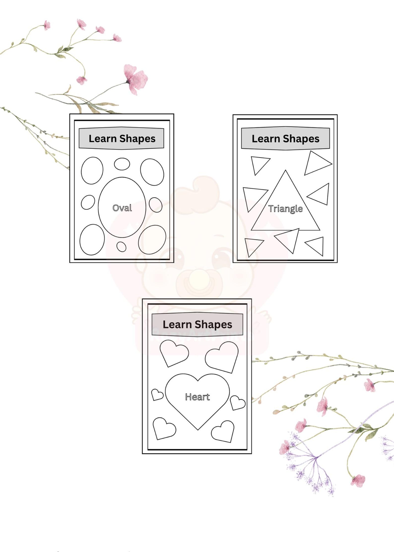 Learning Shapes Coloring Pages for Kids, 30 Coloring Pages, Learning ...