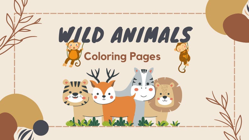 30 Wild Animal Coloring Pages for Kids, 30 Wild Animal Coloring Sheets ...