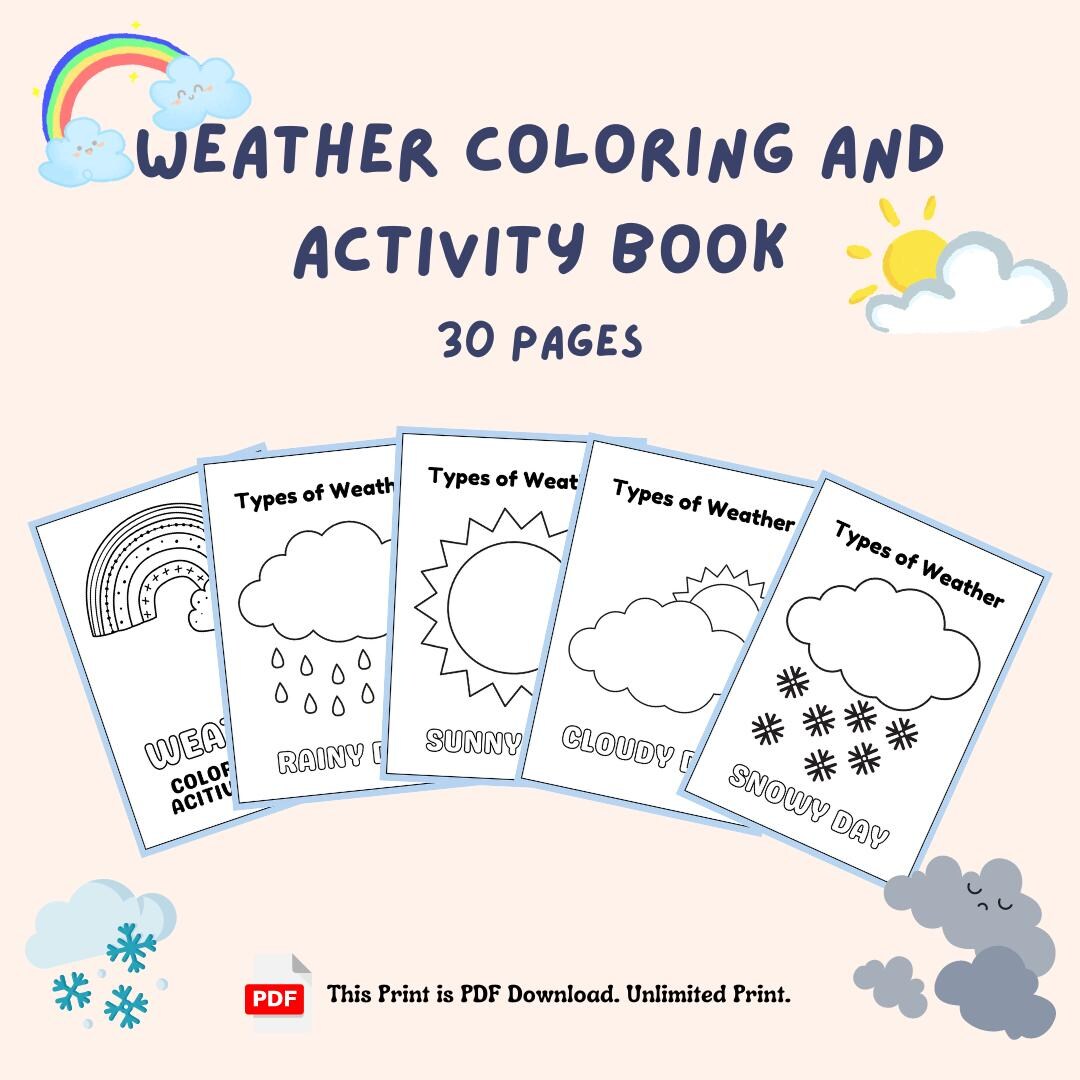 Weather Coloring & Activity Book for Toddler and Preschool Kids - Etsy