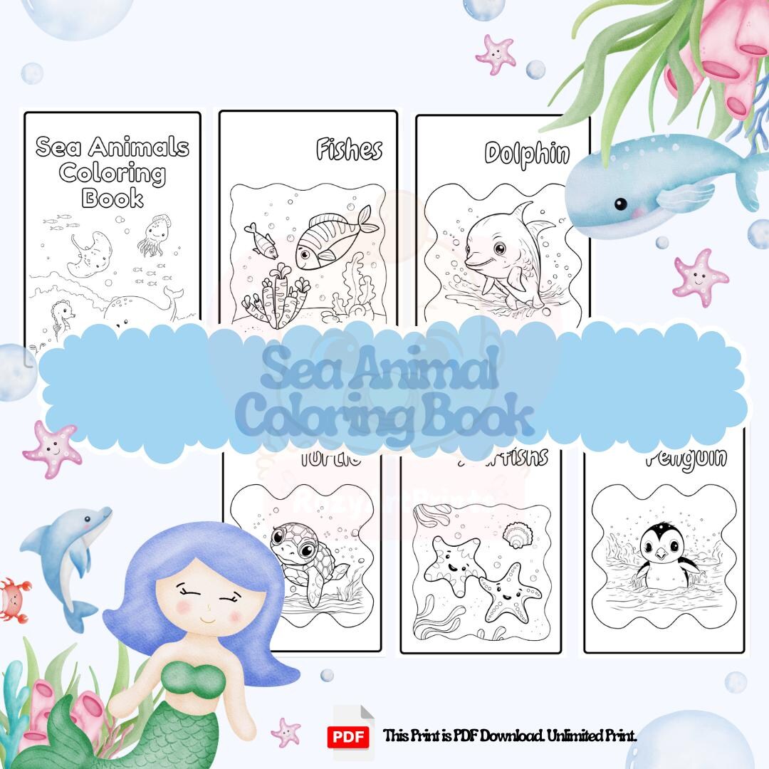 Sea Animals Coloring Book, Sea Animals Coloring Pages, Sea Animals ...