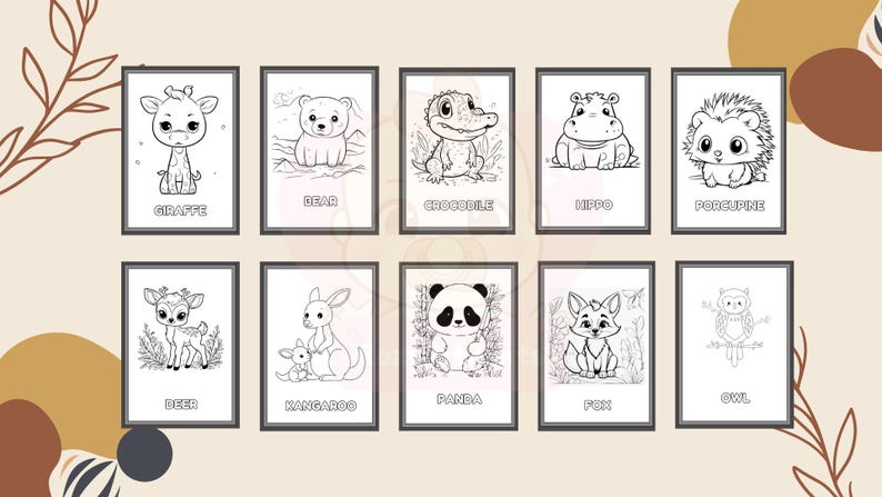 30 Wild Animal Coloring Pages for Kids, 30 Wild Animal Coloring Sheets ...