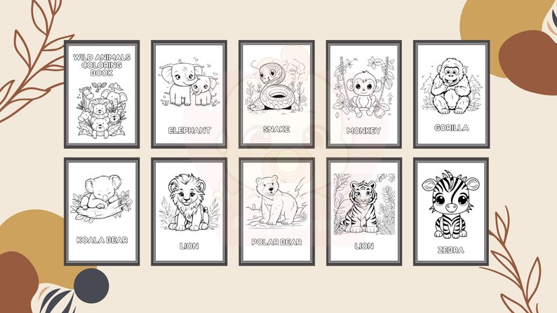 30 Wild Animal Coloring Pages for Kids, 30 Wild Animal Coloring Sheets ...