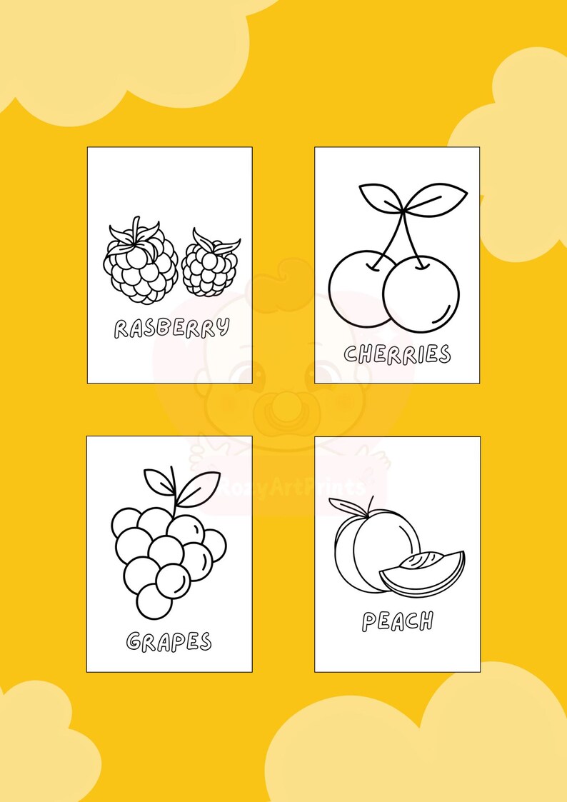 Learning About Fruits Coloring Pages for Kids, 30 Coloring Pages ...