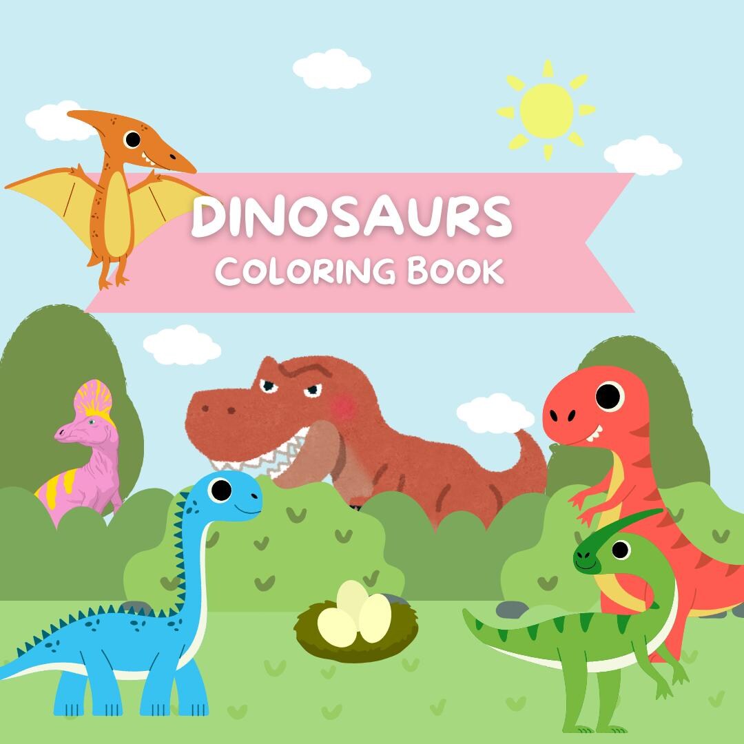 50 Dinosaurs Coloring Pages for Kids, 50 Dinosaurs Coloring Sheets for ...