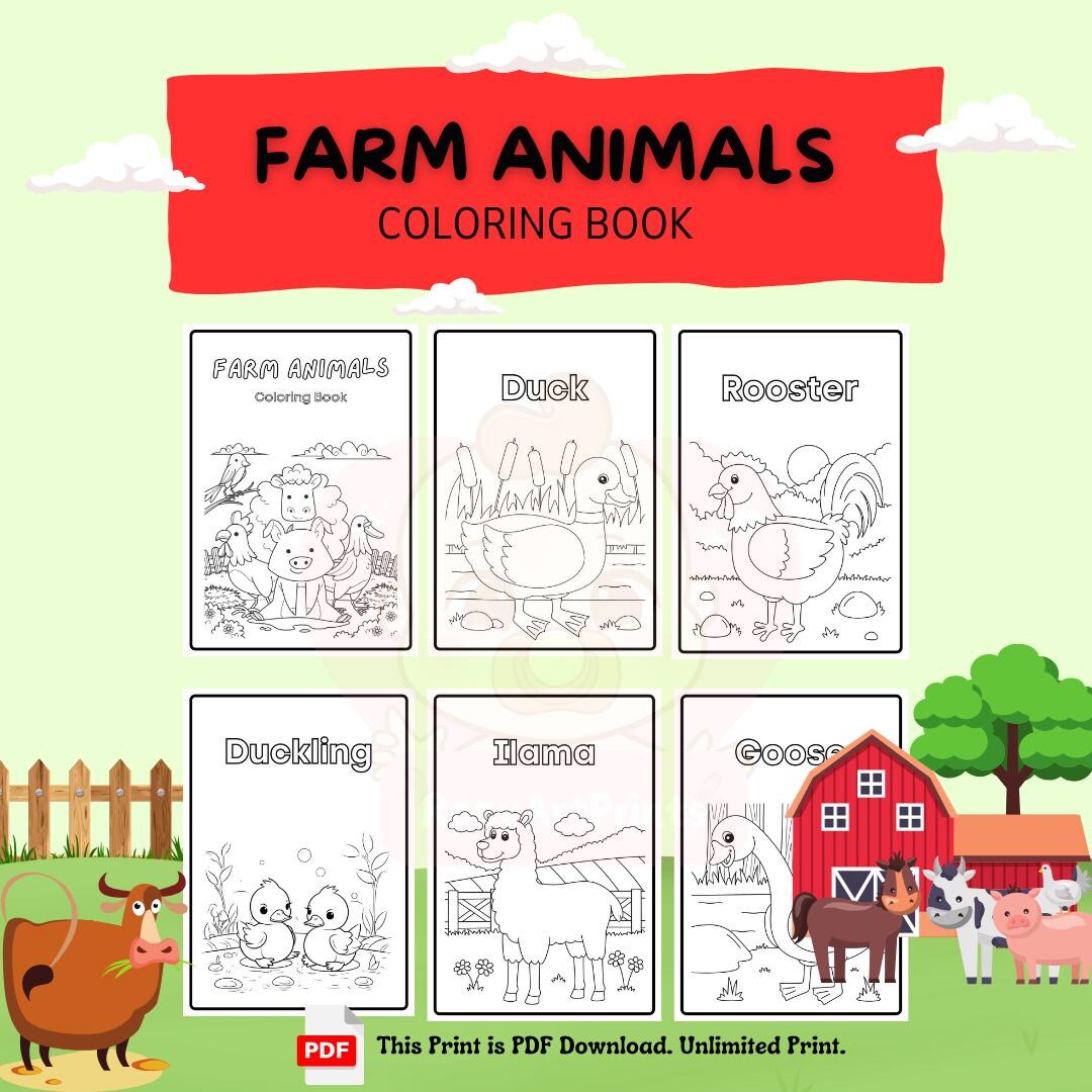 Farm Animals Coloring Book, Farm Animals Coloring Pages, Farm Animals ...