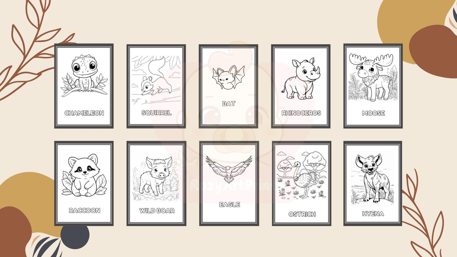 30 Wild Animal Coloring Pages for Kids, 30 Wild Animal Coloring Sheets ...