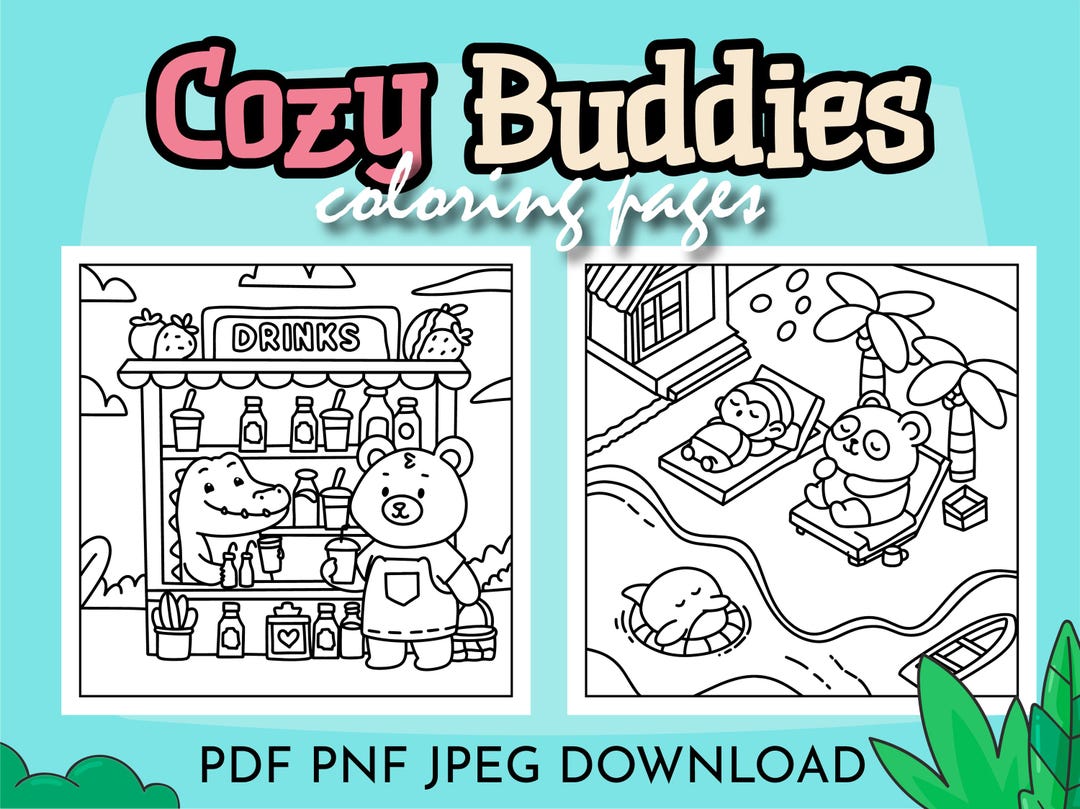 Cozy Buddies: Super Cute Animal Coloring Book Pages - Etsy