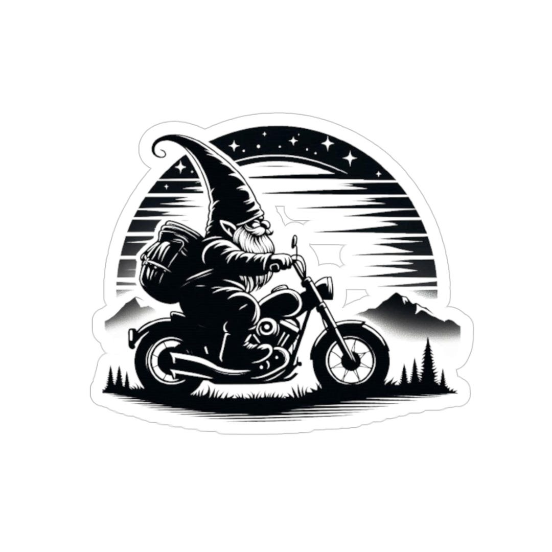 Gnome Motorcycle Sticker, Die-cut Vinyl Decal, Car Bumper Sticker ...