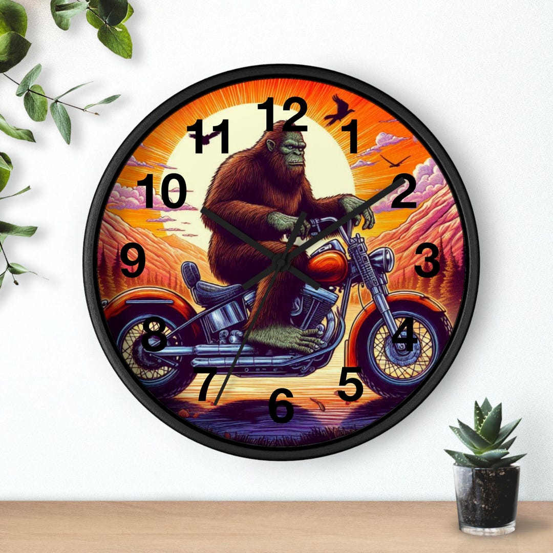 Bigfoot on a Motorcycle Wall Clock - Etsy