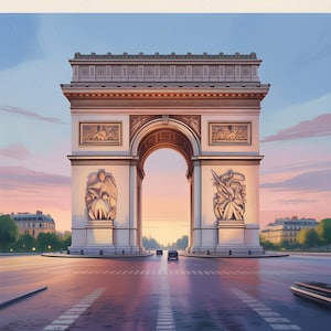 Arc De Triomphe Art Print – Vintage Style, Multicolor Tones, Mixed ...
