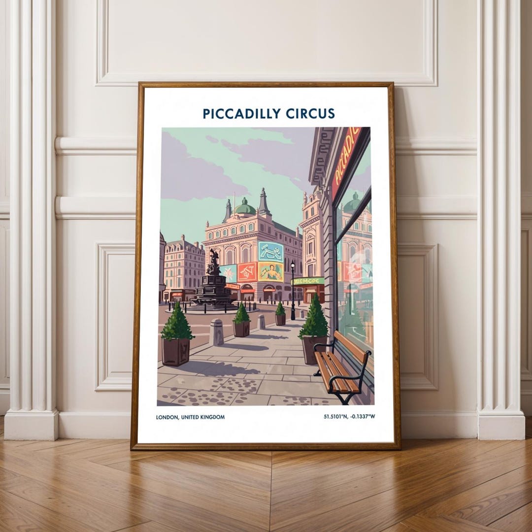 Piccadilly Circus London Poster and Mint Green Lavender Cityscape - Etsy