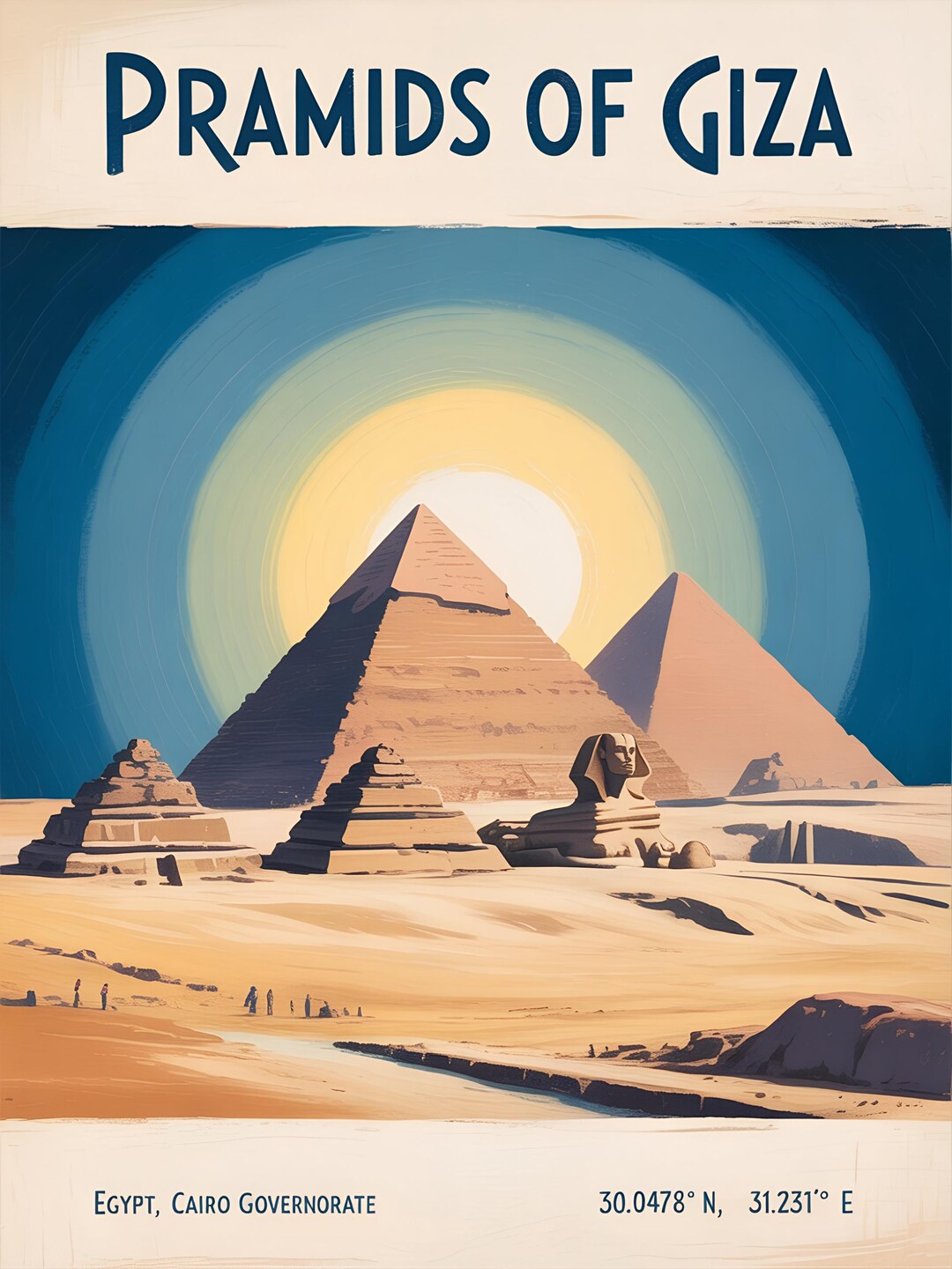 Poster Pyramids Illustration – Sand and Beige Egyptian Themed Retro ...