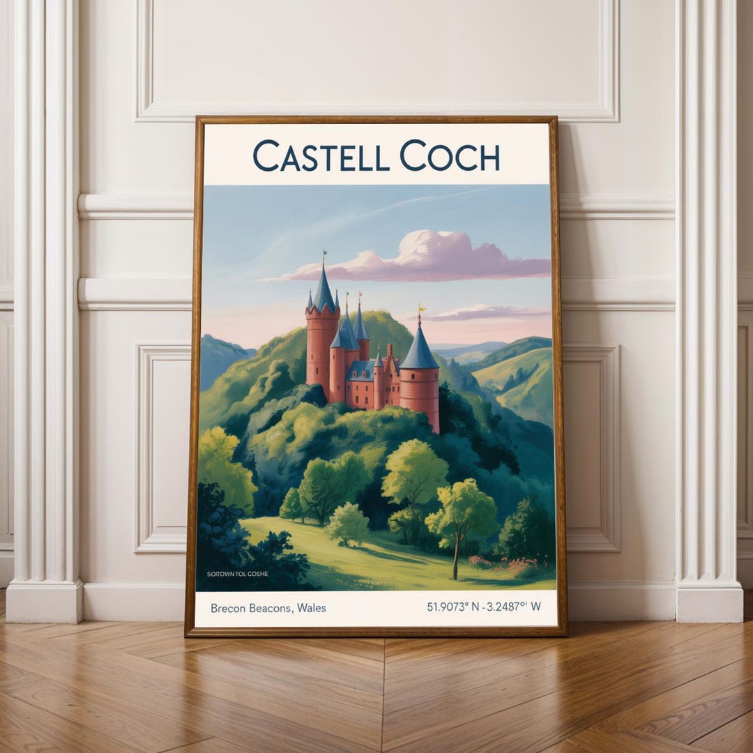 Castell Coch Wales Castle Art Print – Vintage Travel Poster, Brecon ...