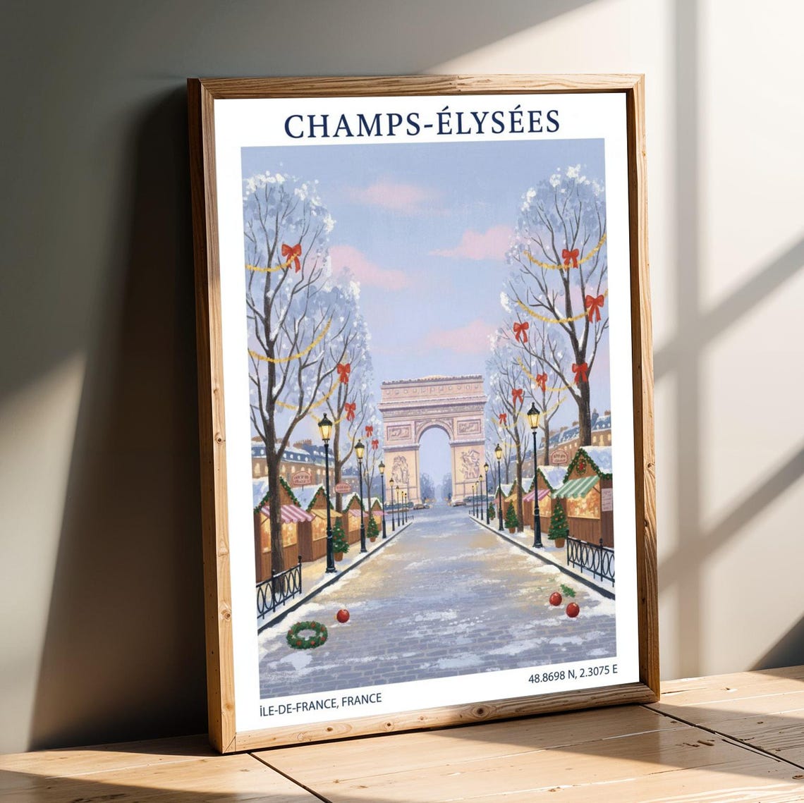 Champs-elysees Art Print – Winter Paris, Snowy Street Scene, Arc De ...