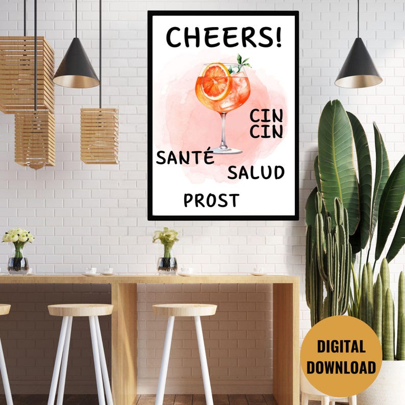 Aperol Spritz Print | Signature Drink Sign | Cin Cin Salud | Sante Prost Print | Cocktail Prints ...
