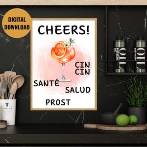 Aperol Spritz Print | Signature Drink Sign | Cin Cin Salud | Sante Prost Print | Cocktail Prints ...