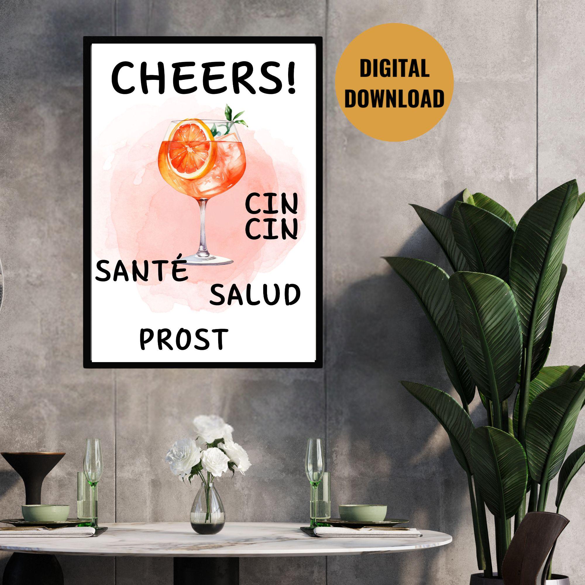 Aperol Spritz Print | Signature Drink Sign | Cin Cin Salud | Sante ...