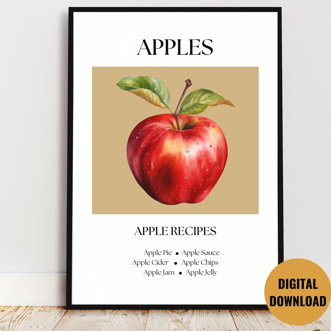 Food Poster | Apple Watercolor | Aesthetic Poster | Housewarming Gift ...