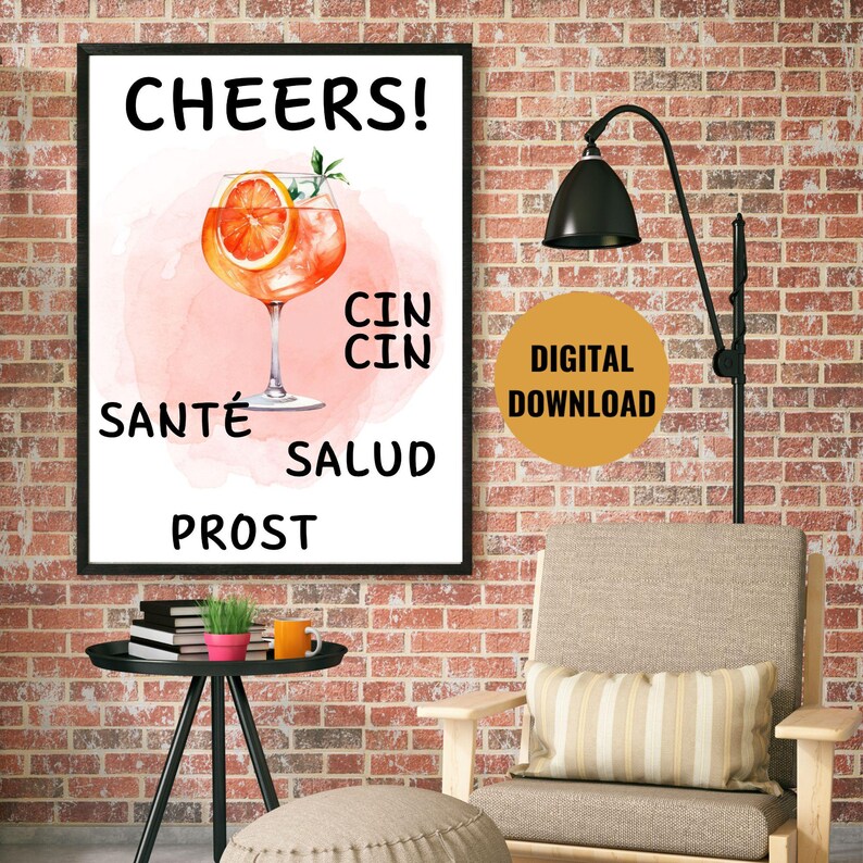 Aperol Spritz Print | Signature Drink Sign | Cin Cin Salud | Sante Prost Print | Cocktail Prints ...