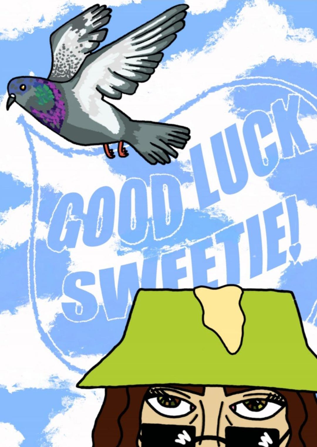 Good Luck Pigeon Art Print A6 Print A5 Print A4 Print Wall Art ...