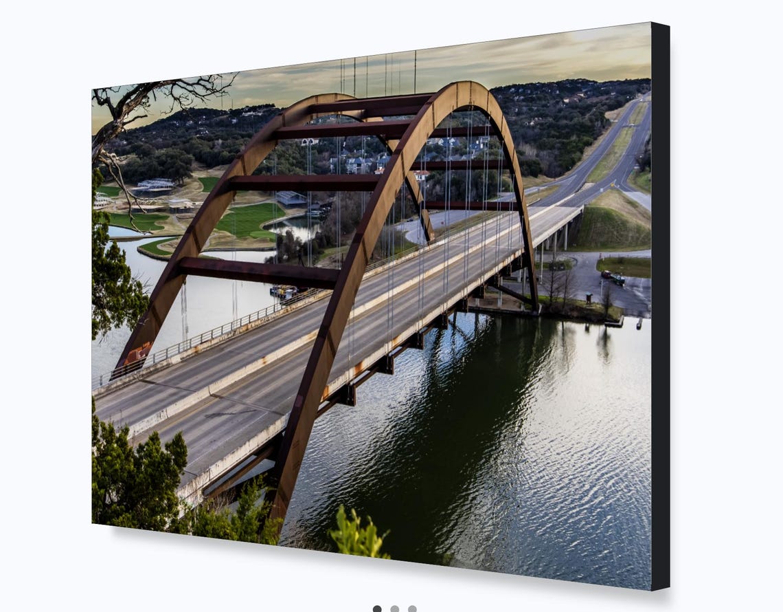 Serene Austin 360 Bridge 24X36 Canvas Print - Tranquil No-traffic View ...