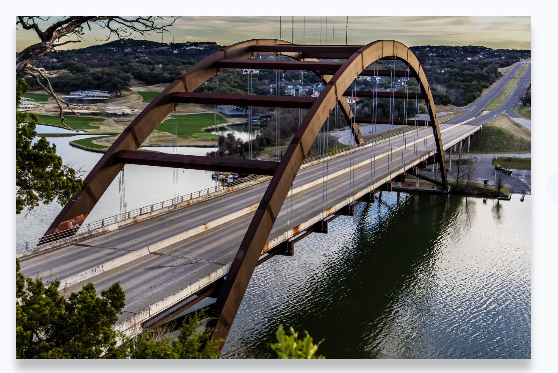Serene Austin 360 Bridge 24X36 Canvas Print - Tranquil No-traffic View ...