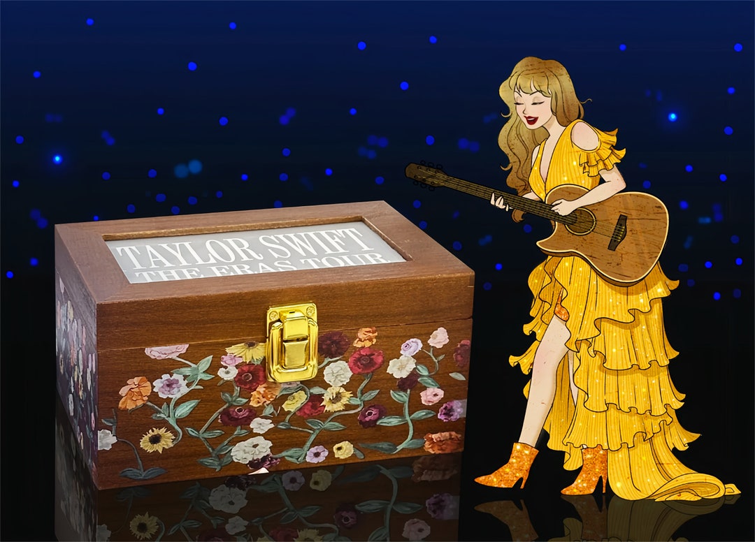 Taylor Swift Eras Tour Wooden Surprise Song Keepsake Box, Floral Piano ...
