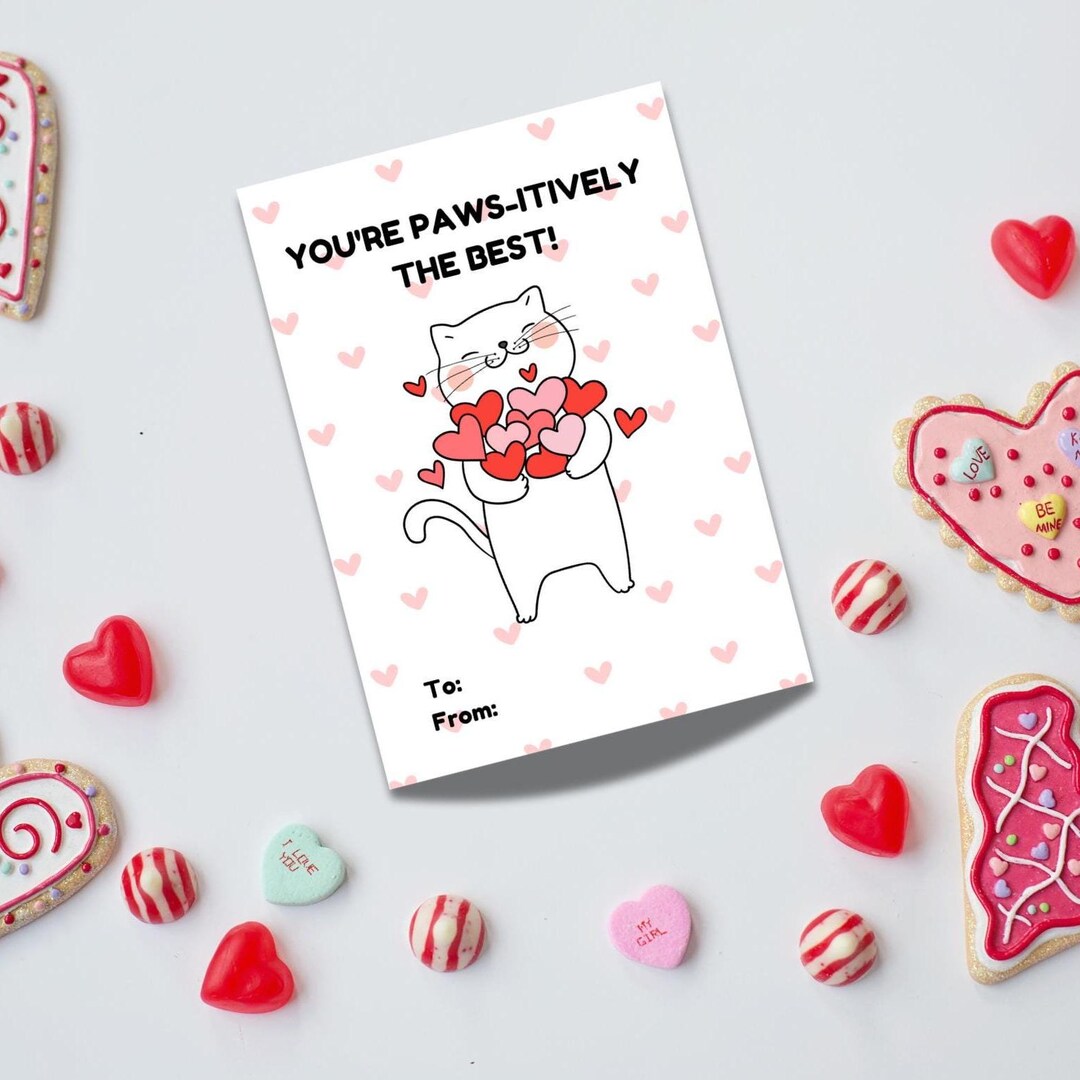 Valentine's Day Printable Cards With Cats and Dogs: "you're Paws ...