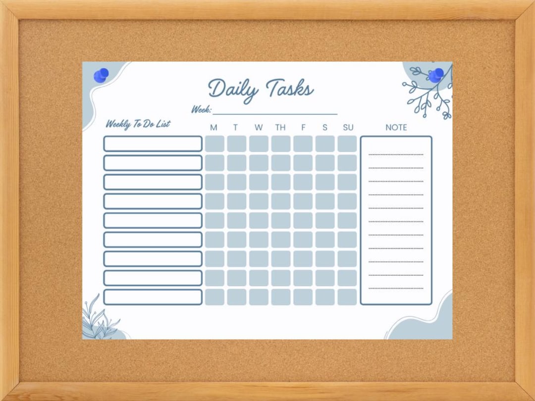 Daily Tasks Chart, Chore Chart, Responsibility Chart, Printable PDF ...