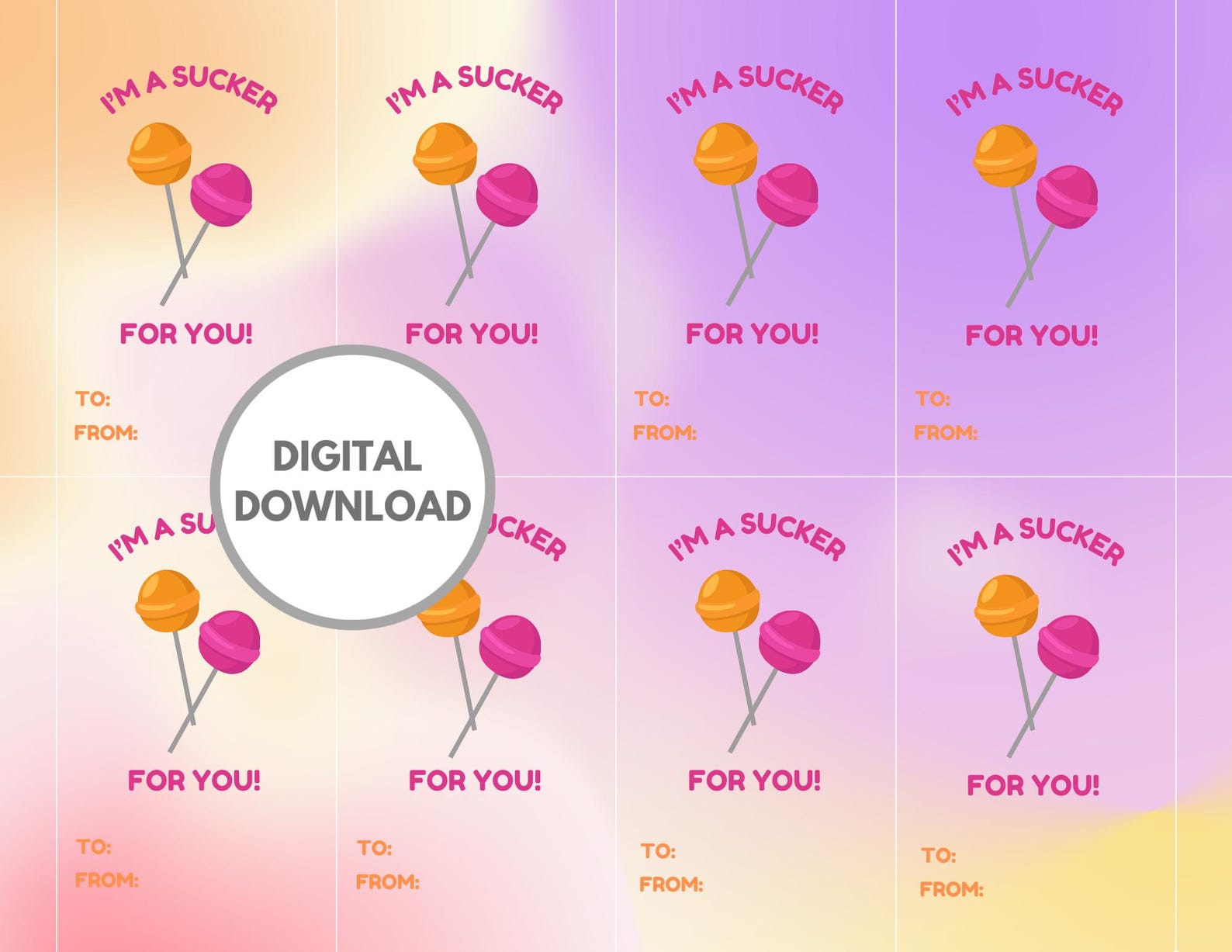 Valentine's Day Printable Cards: "i'm a Sucker for You" - Etsy