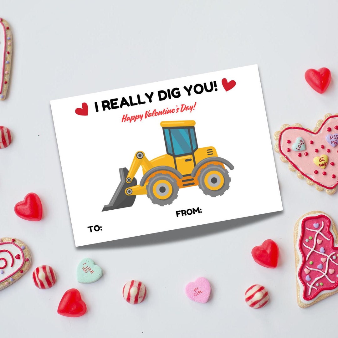 Printable Valentine's Day Cards With Diggers: i Really Dig You - Etsy