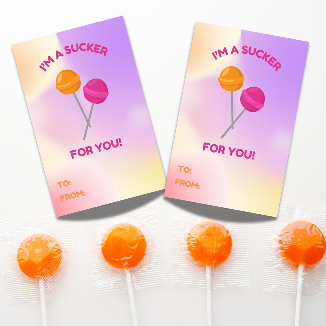 Valentine's Day Printable Cards: i'm a Sucker for You - Etsy