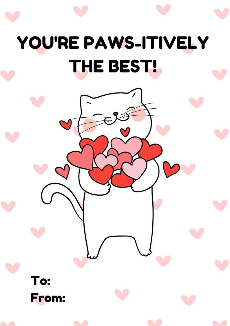 Valentine's Day Printable Cards With Cats and Dogs: "you're Paws ...