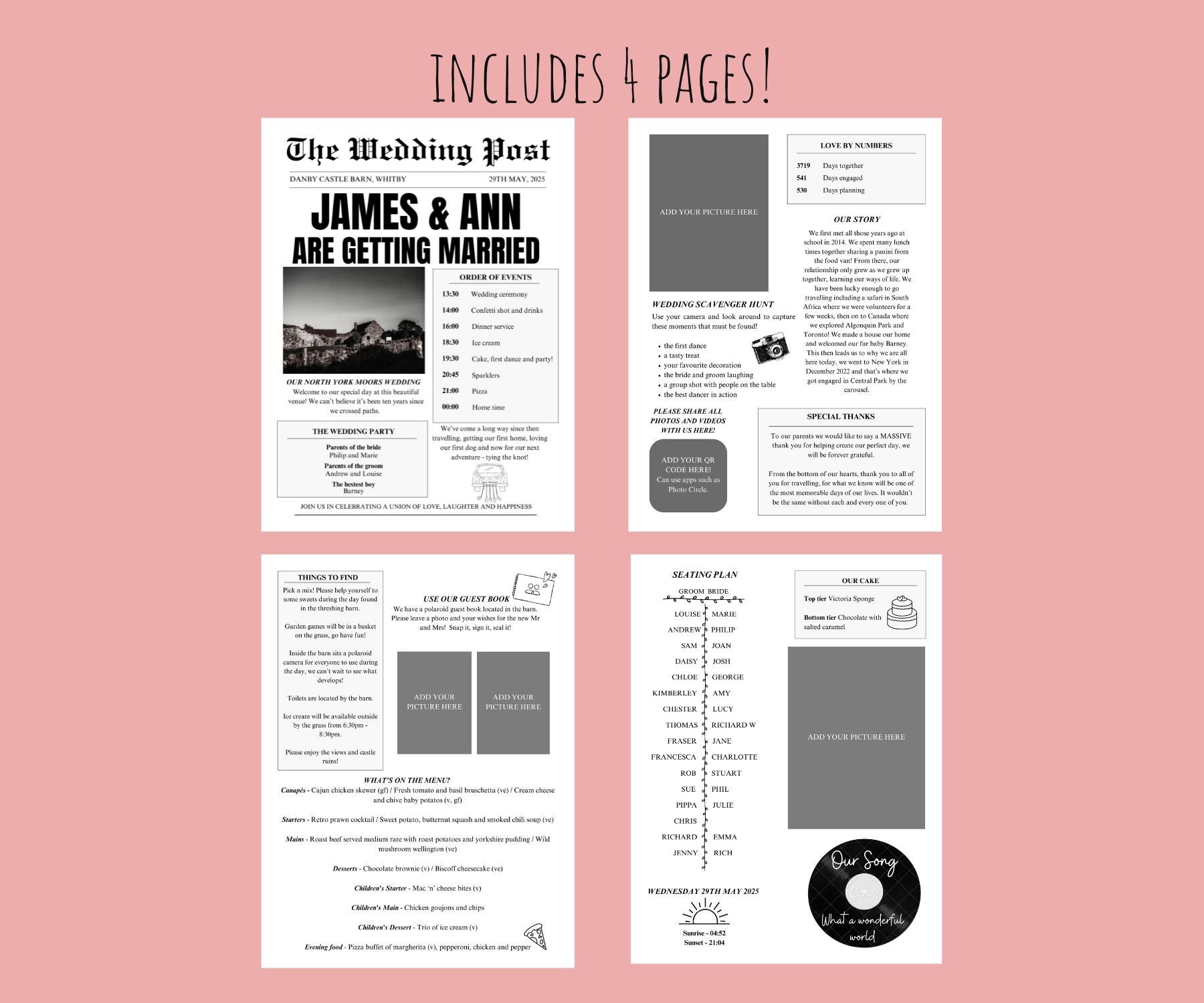 Wedding Newspaper Canva Edit, Digital Download, Printable Wedding ...