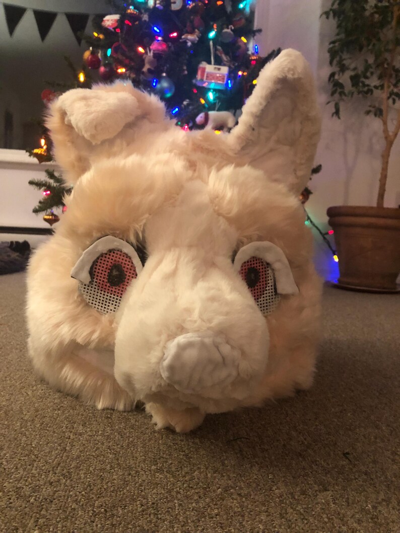 Light Pink and White Canine Fursuit Head - Etsy