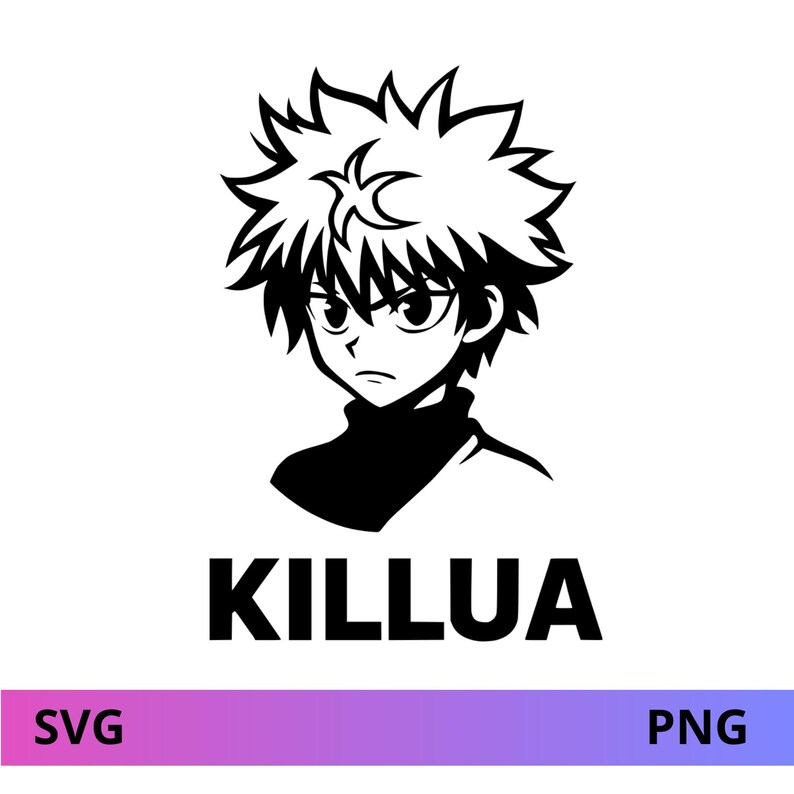 Killua – Hunter X Hunter – Digital Files (SVG & PNG, Black, Transparent ...