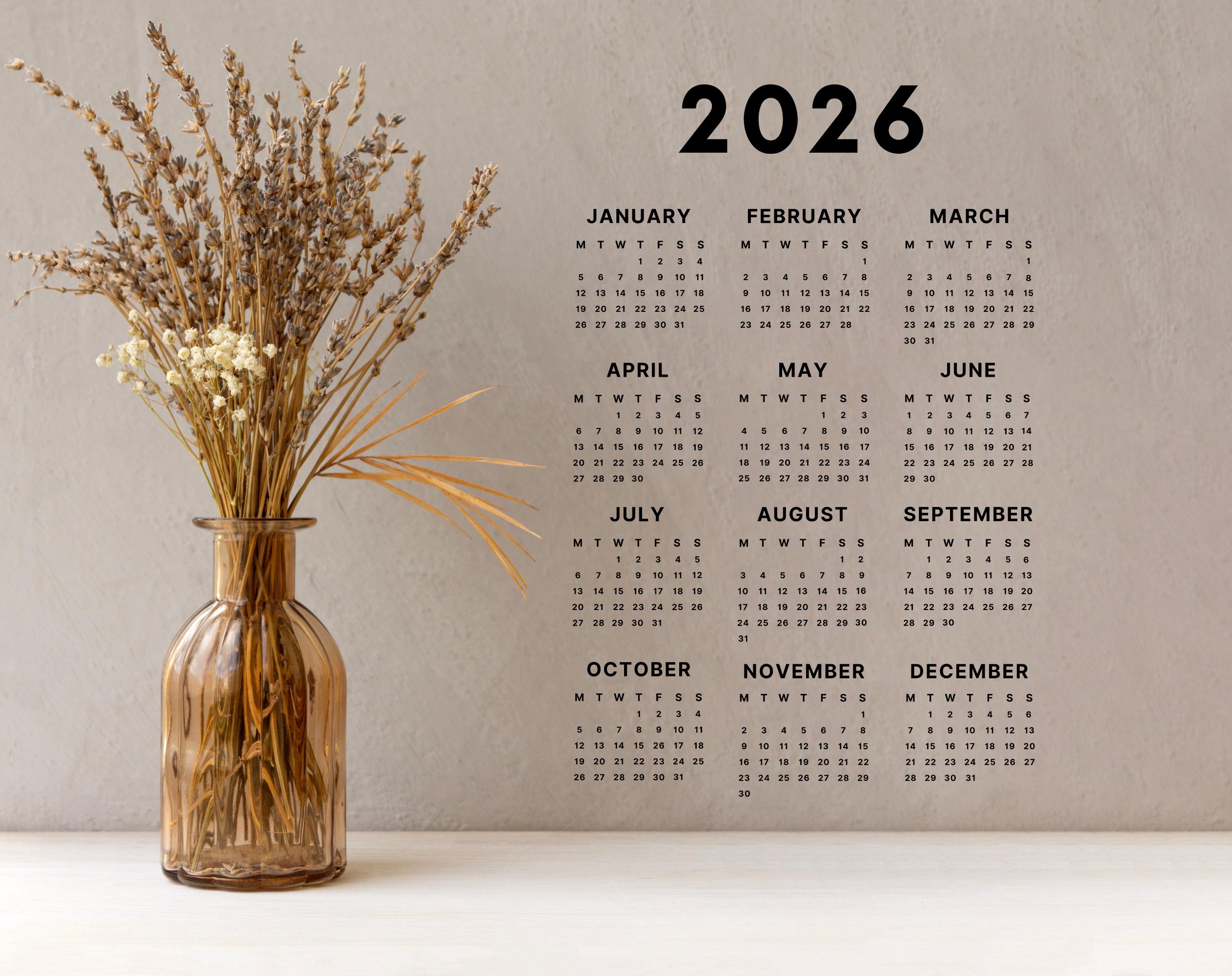 2026 Calendar PNG | Sublimation | Transparant Background | Instant ...
