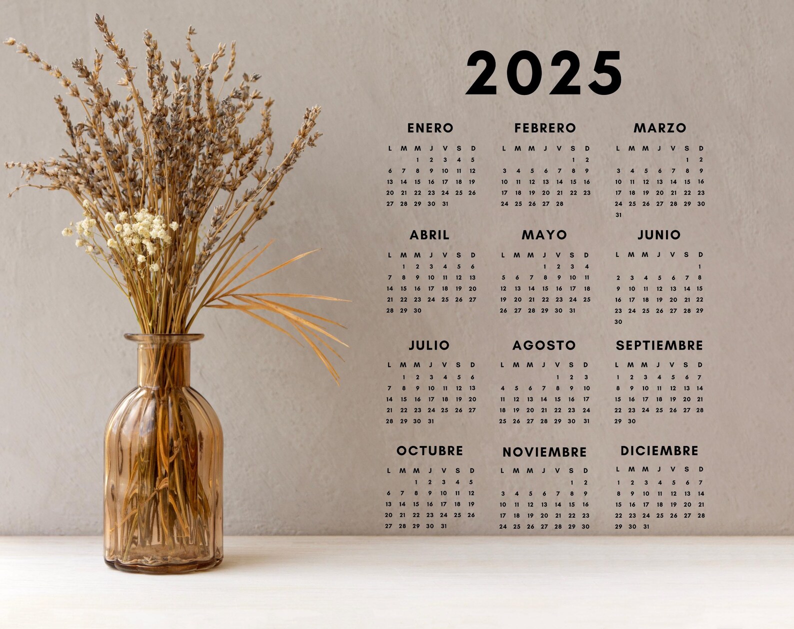 2025 Spanish Calendar PNG | Sublimation | Transparant Background ...
