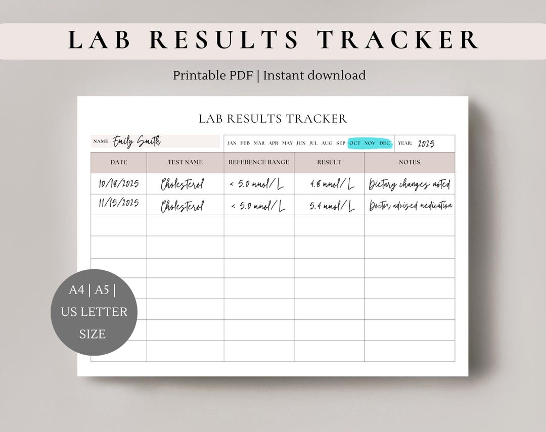 Lab Results Tracker | Lab Tracker | Lab Test Results Tracker ...